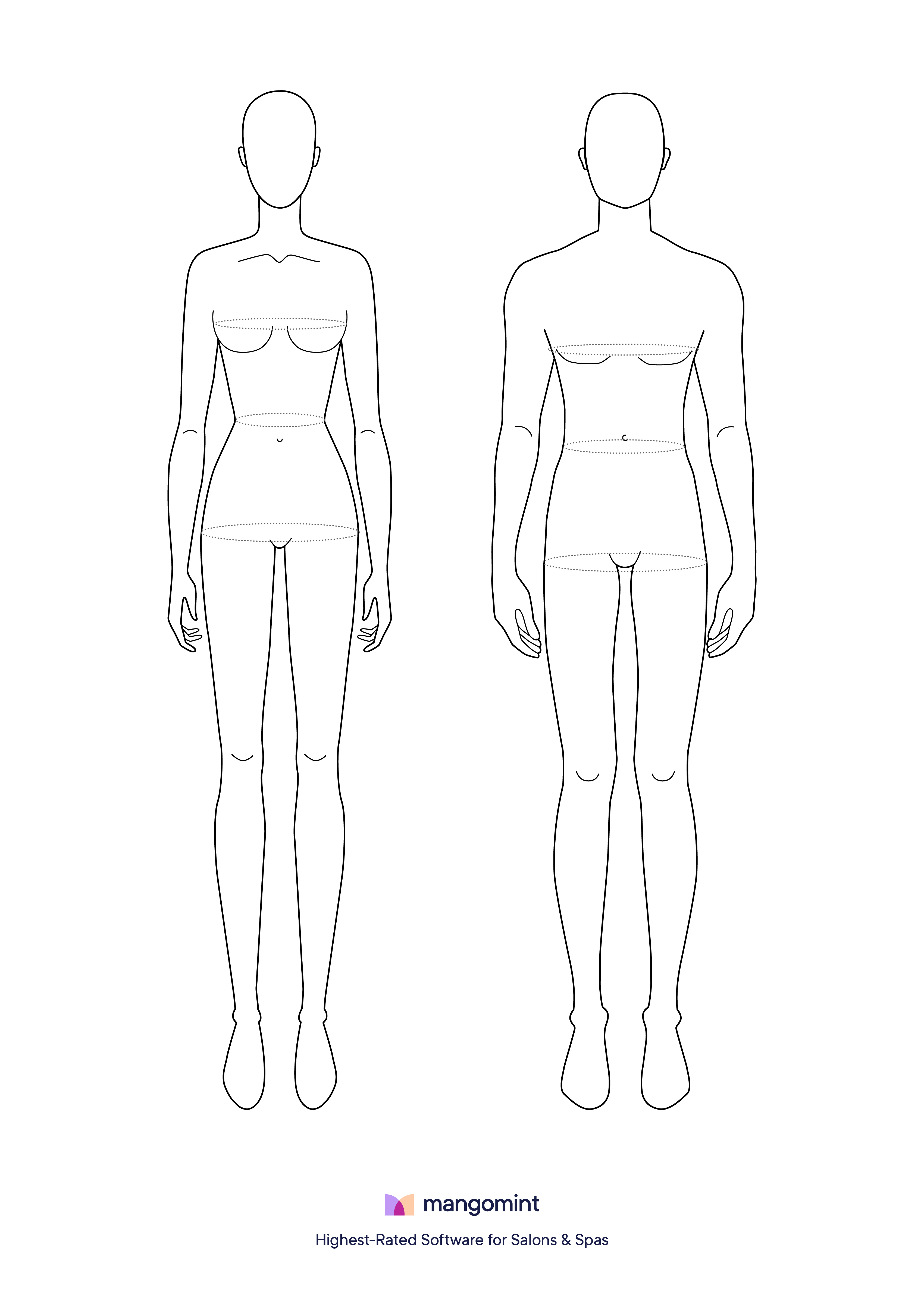 Free body chart template downloads (PDF) | Mangomint Salon and Spa Software