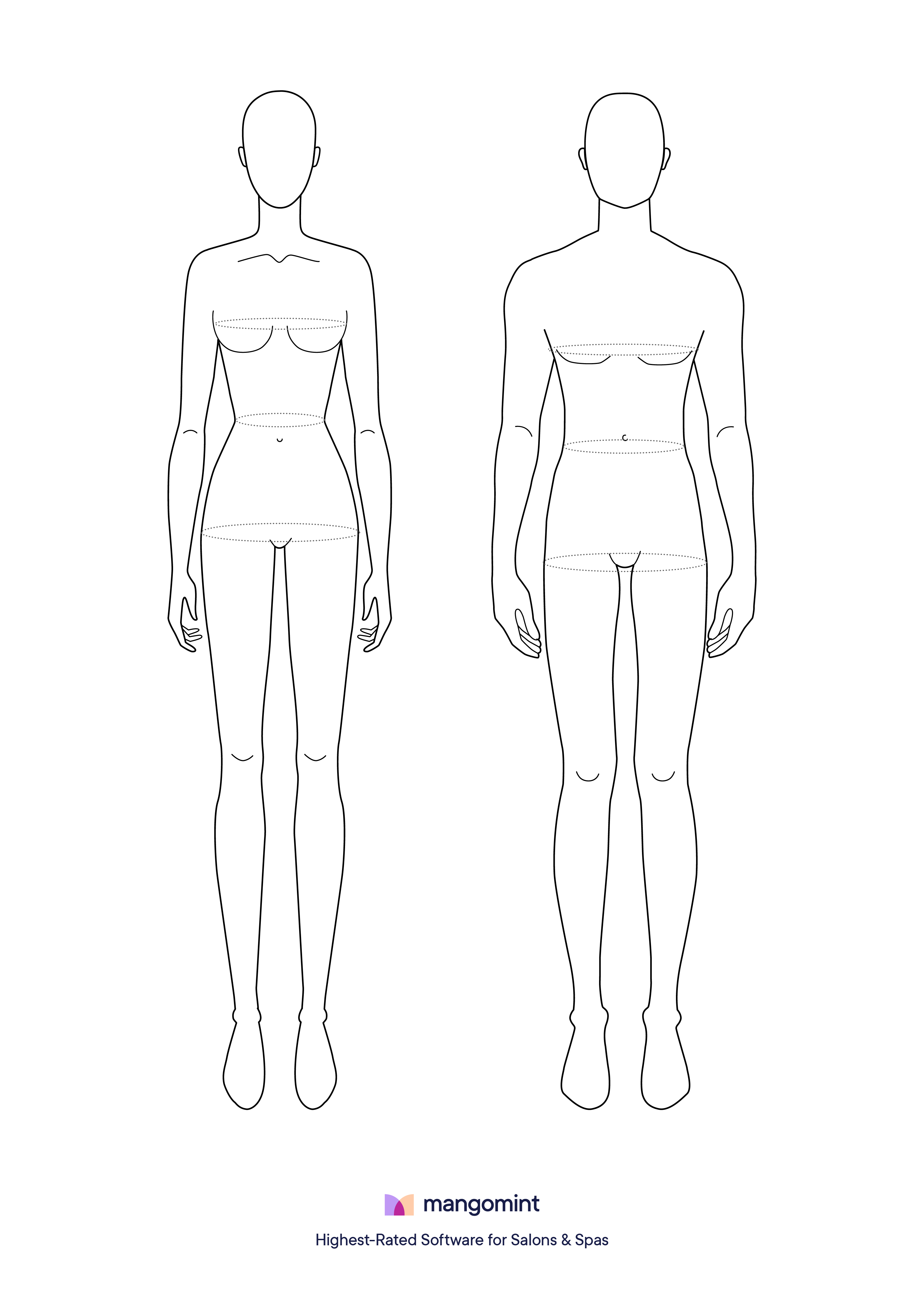 Free body chart template downloads (PDF) | Mangomint Salon and Spa Software